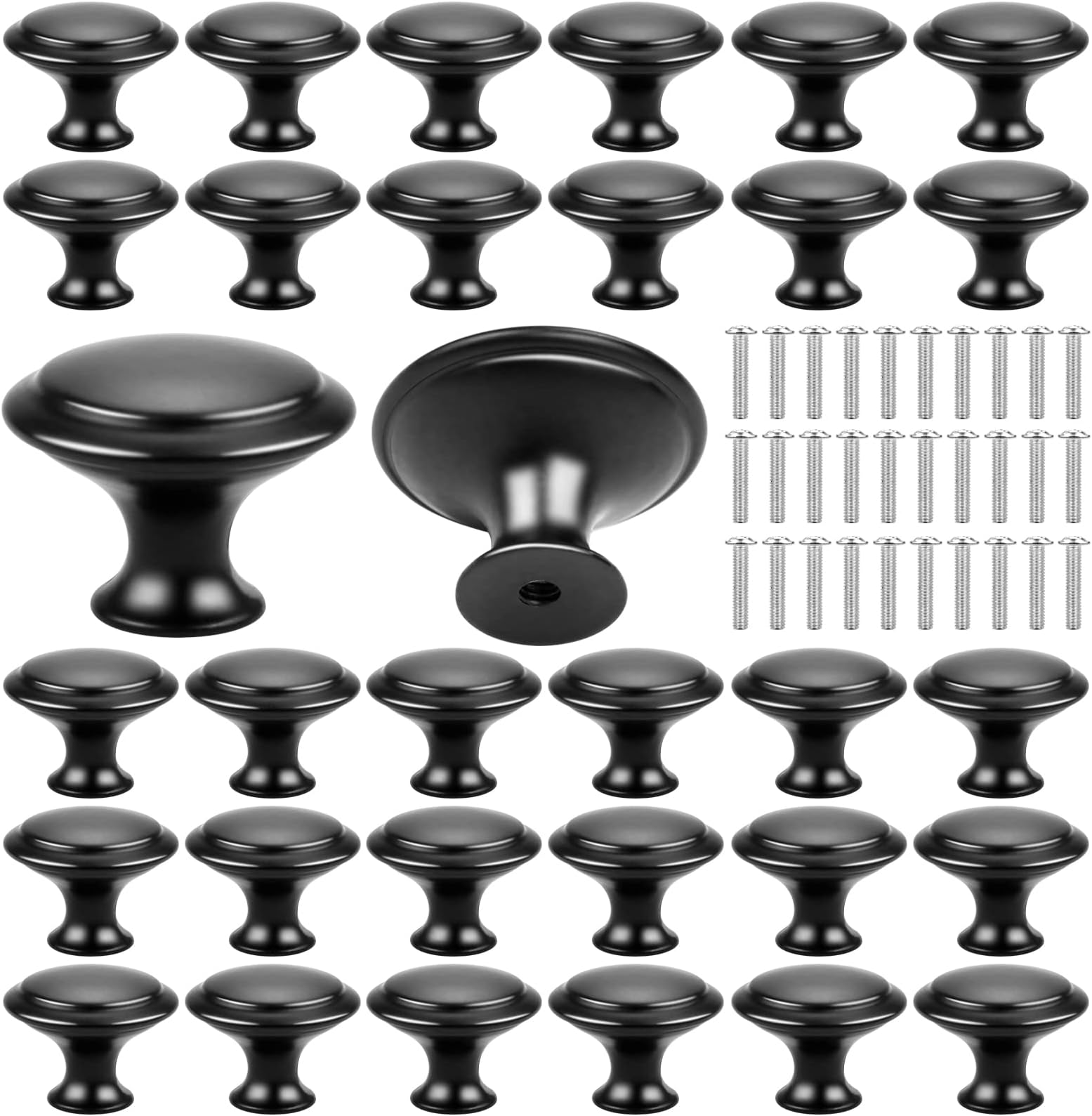 40 Pieces Black Round Kitchen Cabinet Knobs Dresser Knobs Drawer Knobs Drawer Pulls Door Knobs ...