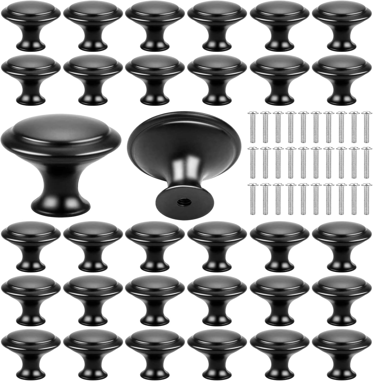 Fansunta 30 Pieces 1-1/5 inch Black Cabinet Knobs Drawer knobs Kitchen ...