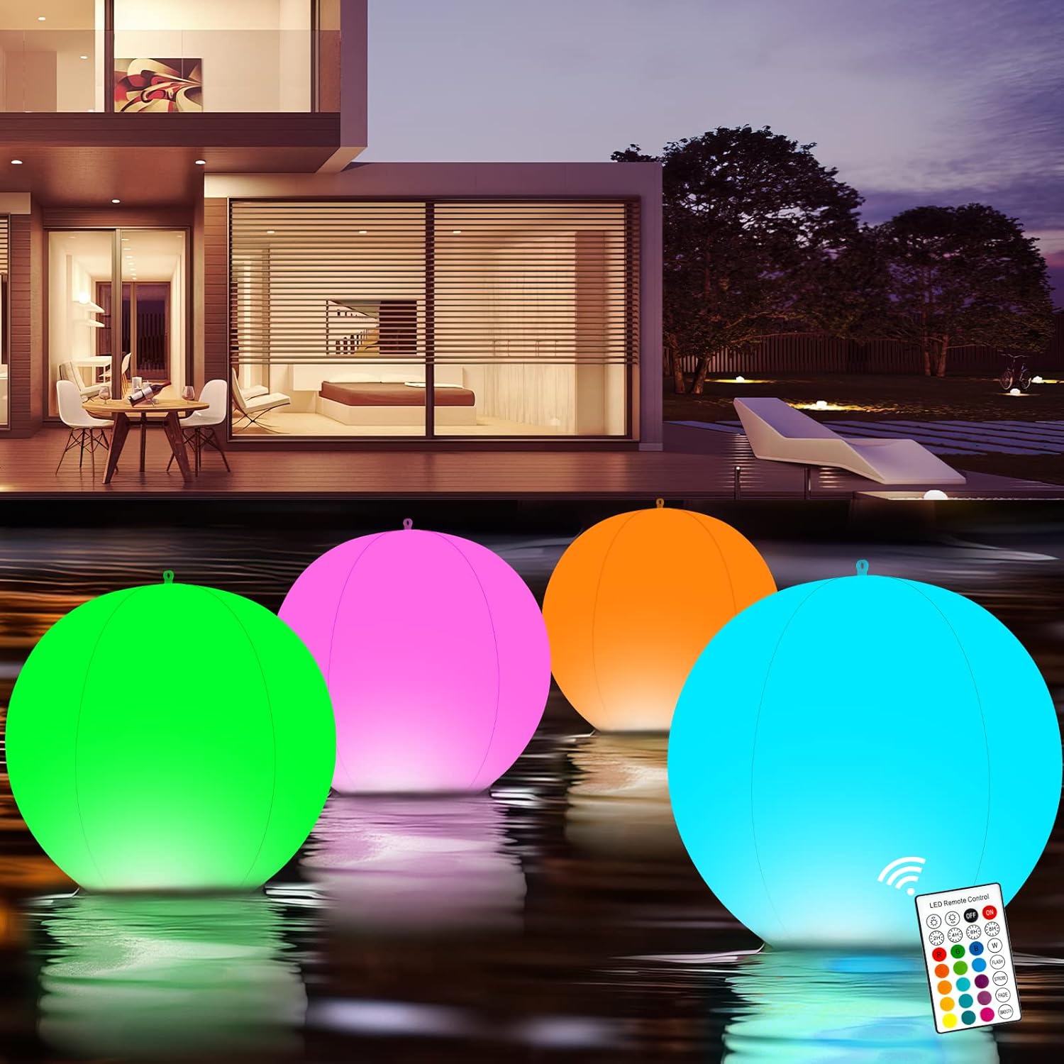 Amazon.com : VETWINS Solar Floating Pool Lights, 14'' Pool Glow Ball ...