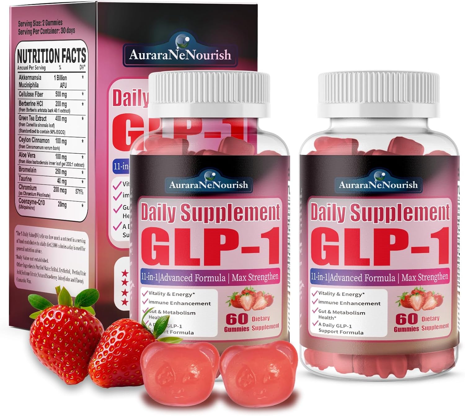 2 Pack GLP-1 Supplement for Women & Men, Sugar Free Gummies GLP 1 ...