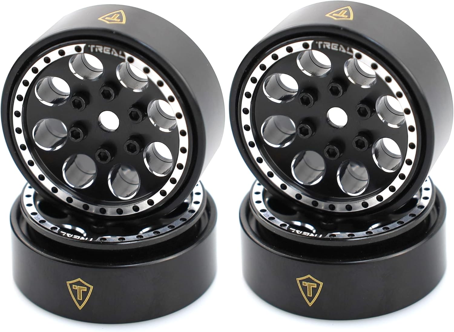 Treal 1.0 Beadlock Wheels(4P-Set) for Axial SCX24 1/24 Crawler Brass ...
