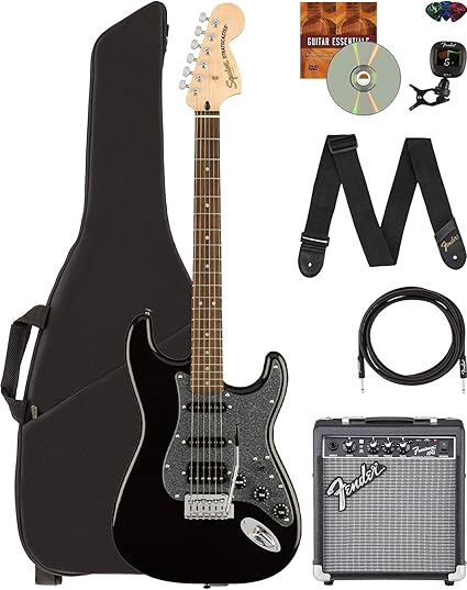 Amazon.com: Fender Squier Affinity Stratocaster HSS - Metallic Black ...