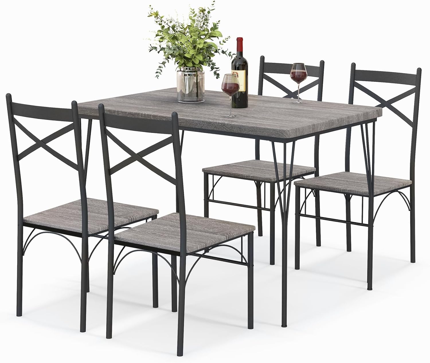 Amazon.com - COSTWAY Dining Table Set for 4, 5-Piece Rectangular ...