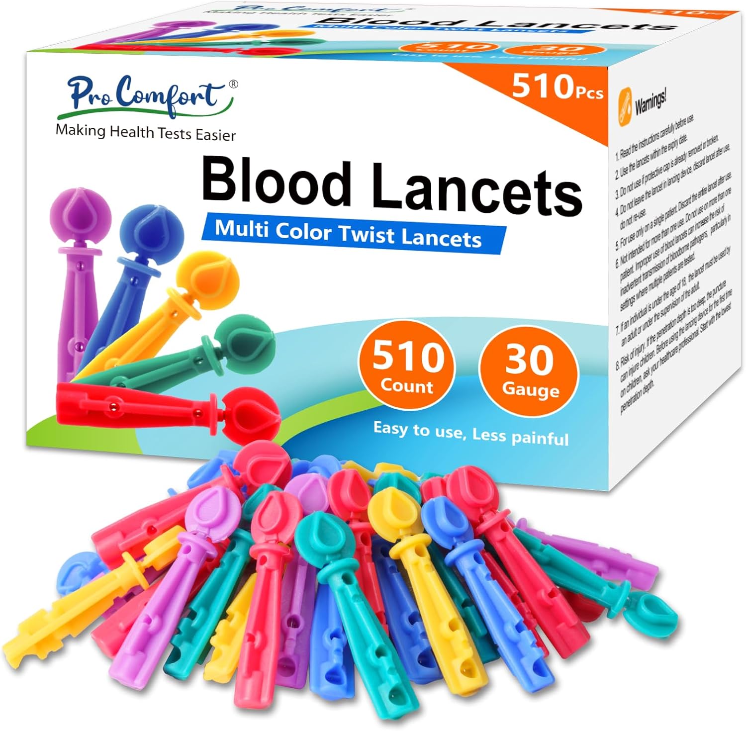 Amazon.com: Pro Comfort Twist Top Lancets for Lancing Devices, 510 ...