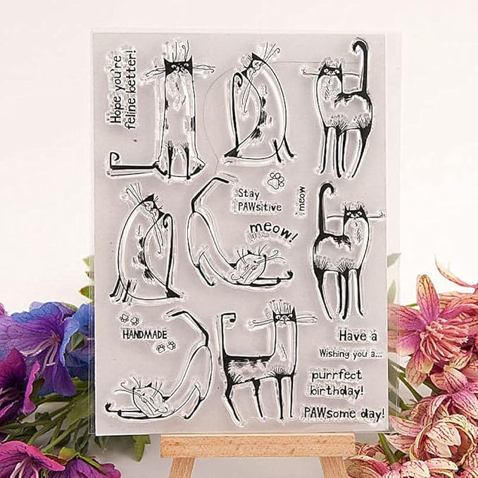Amazon.com: Cute Cats Stretched Cats Lazy Cats Clear Stamps Transparent ...