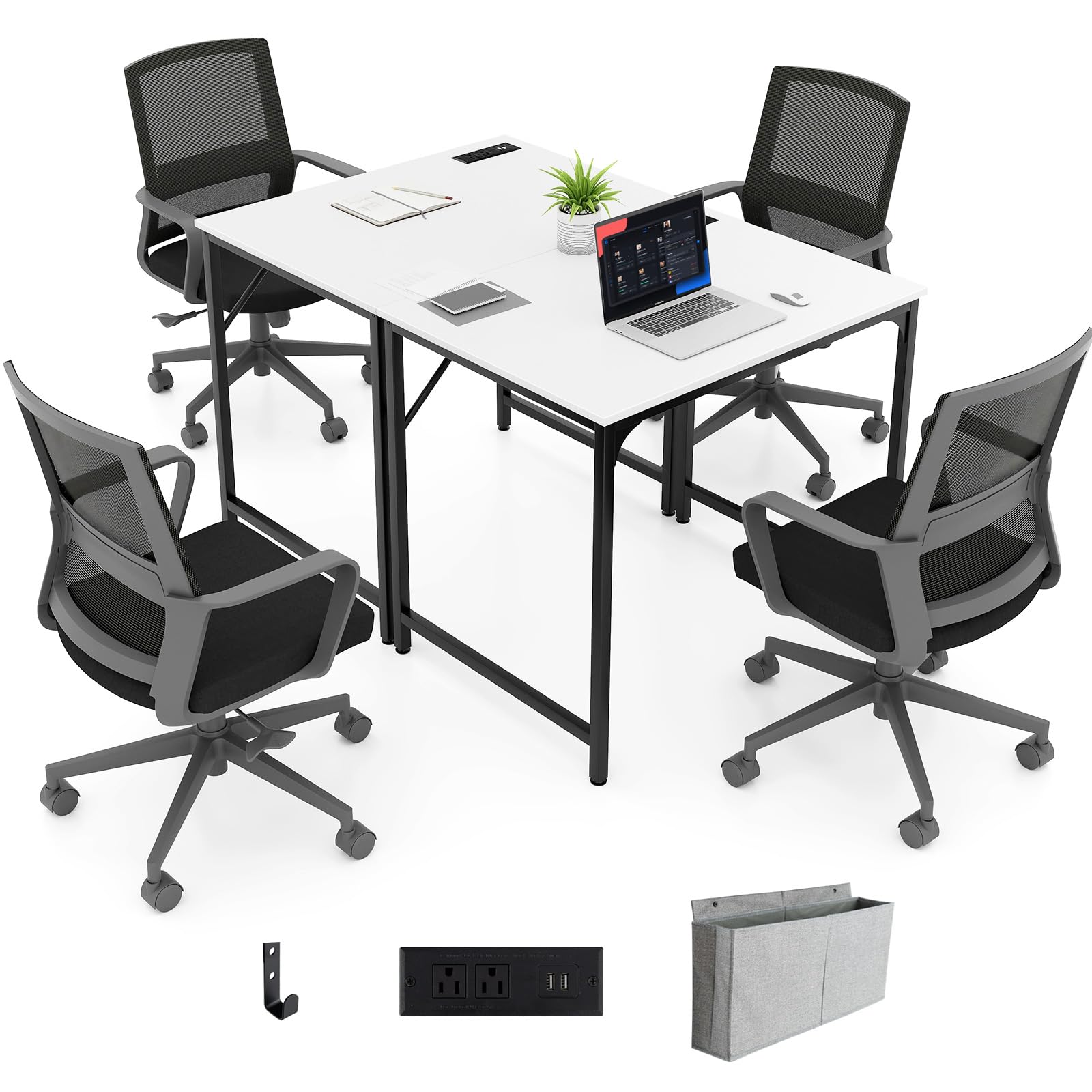 Amazon.com: COSTWAY 32 Inch Meeting Table, Set of 2 Boardroom Desk ...