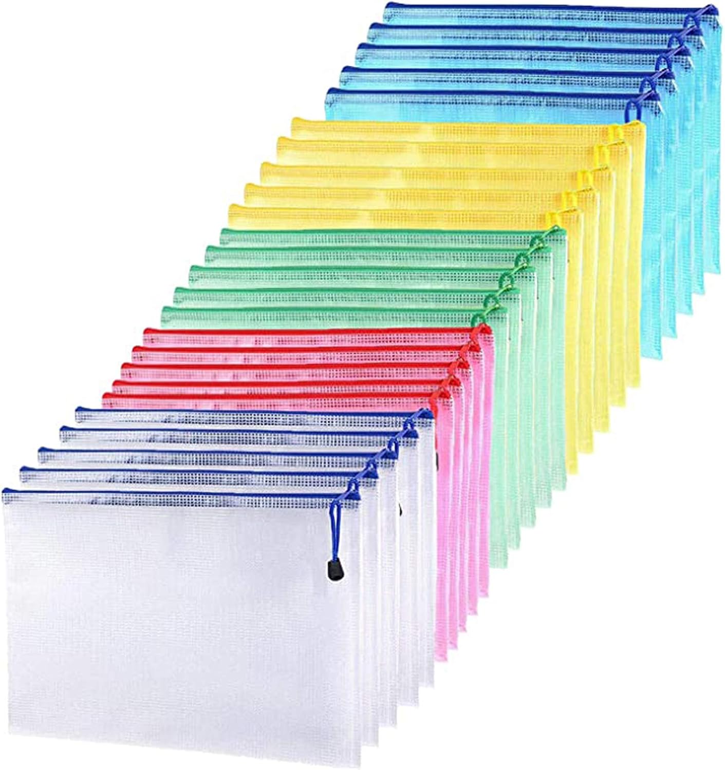 Document Wallet A4 Pack of 25 Zip Pocket Plastic Zip Bag mesh Document ...