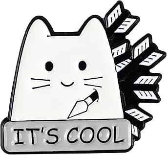 It’s Cool Stabbed Cat Cartoon Pin Brooch, Deadpan Cat Meme Enamel Pin ...