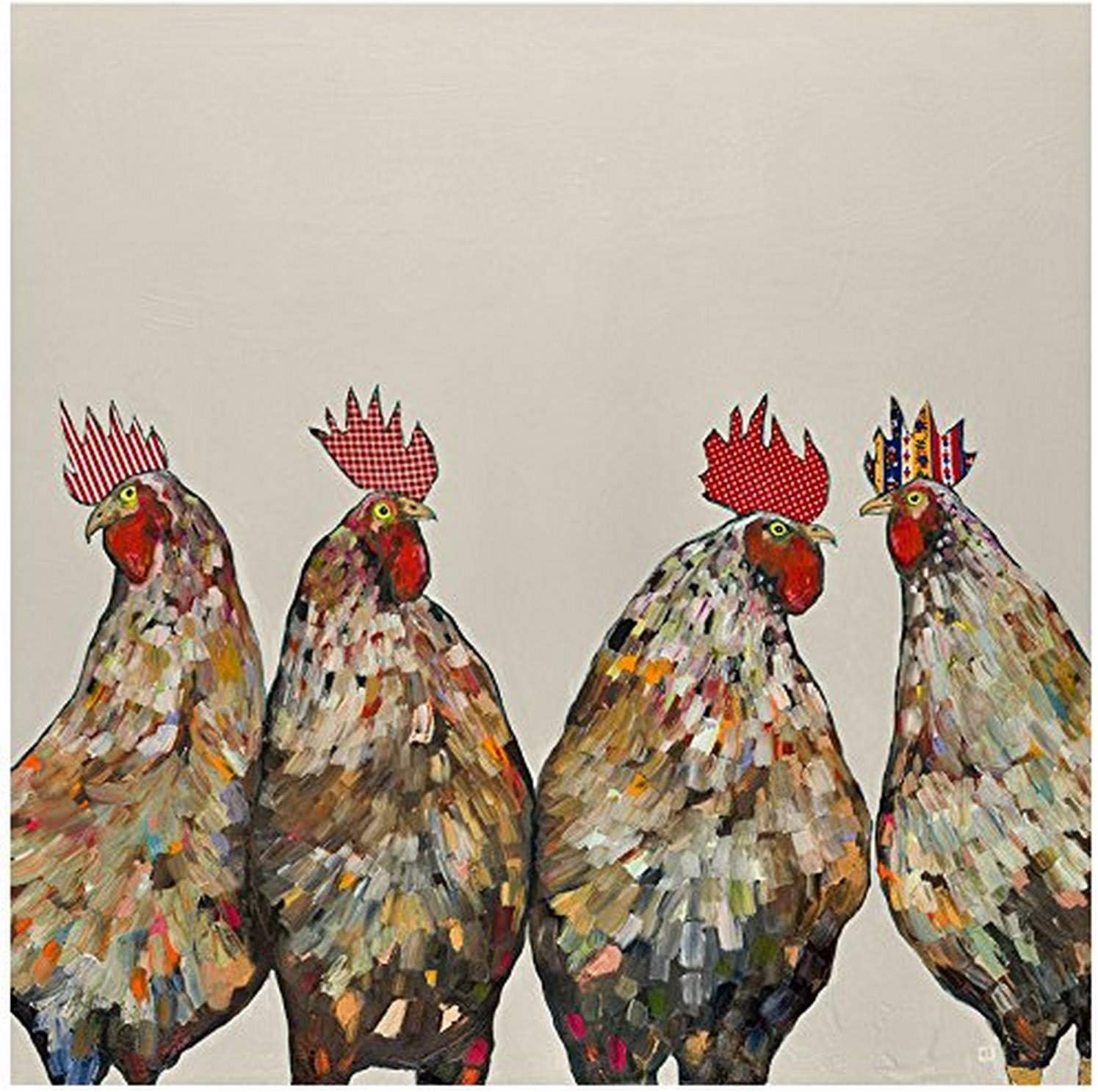 Amazon.com: GreenBox Art + Culture GreenBox-Roosters On Cream 39x39 ...