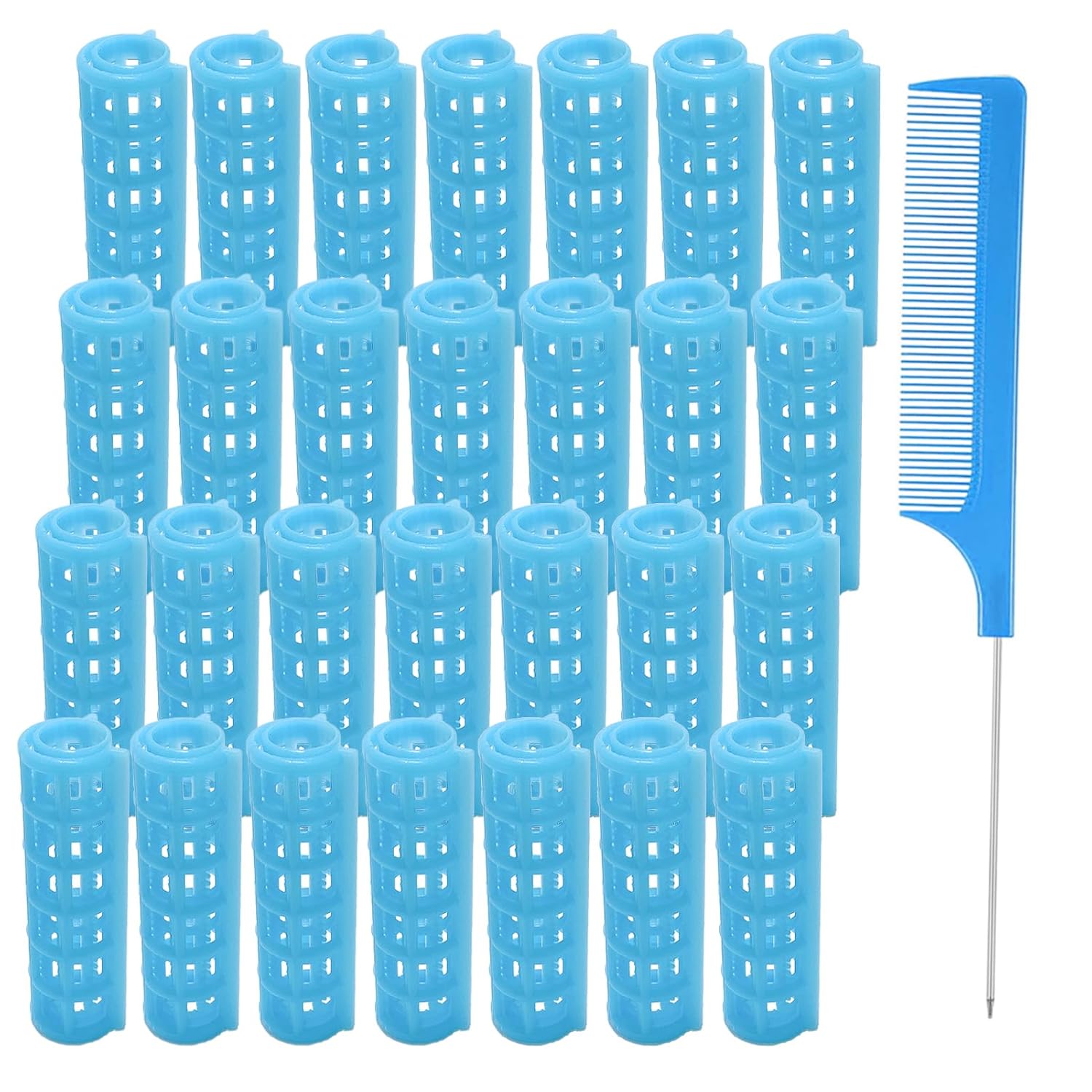 Amazon.com : 28PCS Heatless Snap-On Self-Grip Plastic Hair Curlers Set ...