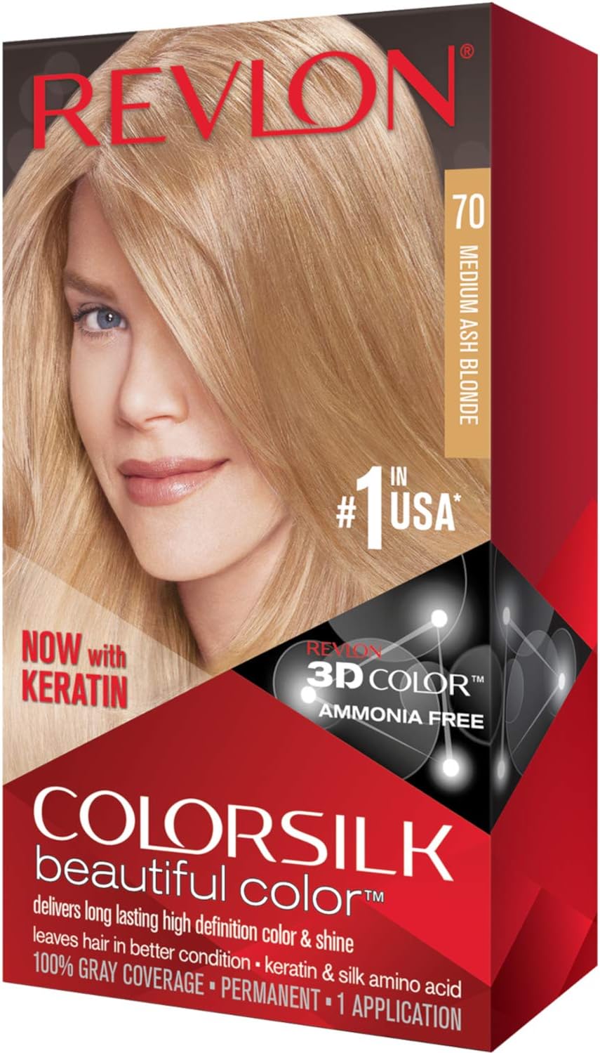 Amazon.com : Revlon ColorSilk Hair Color 70 Medium Ash Blonde 1 Each ...