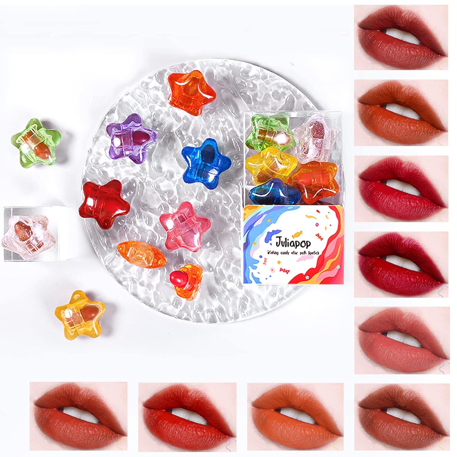 Amazon.com : Gireatick 9 Colors Mini Candy Star Lipstick Gift Set, 9Pcs ...