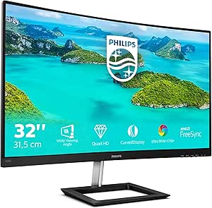 Philips 325E1C- 32 inch QHD Curved Monitor, 75Hz, 4ms, VA, AMD FreeSync ...