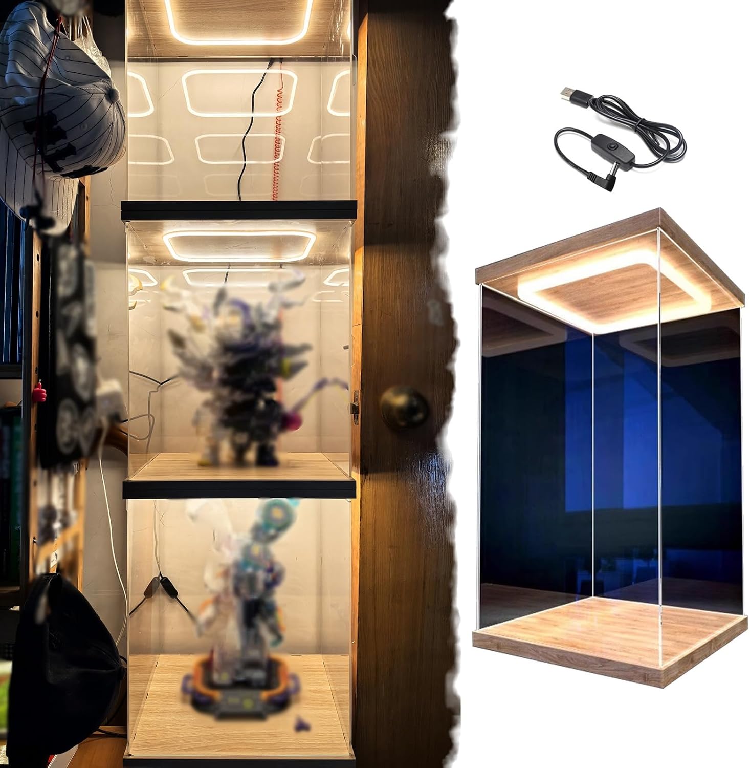4" 6" 8" 10" 12" 16" 20" 22" Light Clear Display Case Tall, Stackable ...