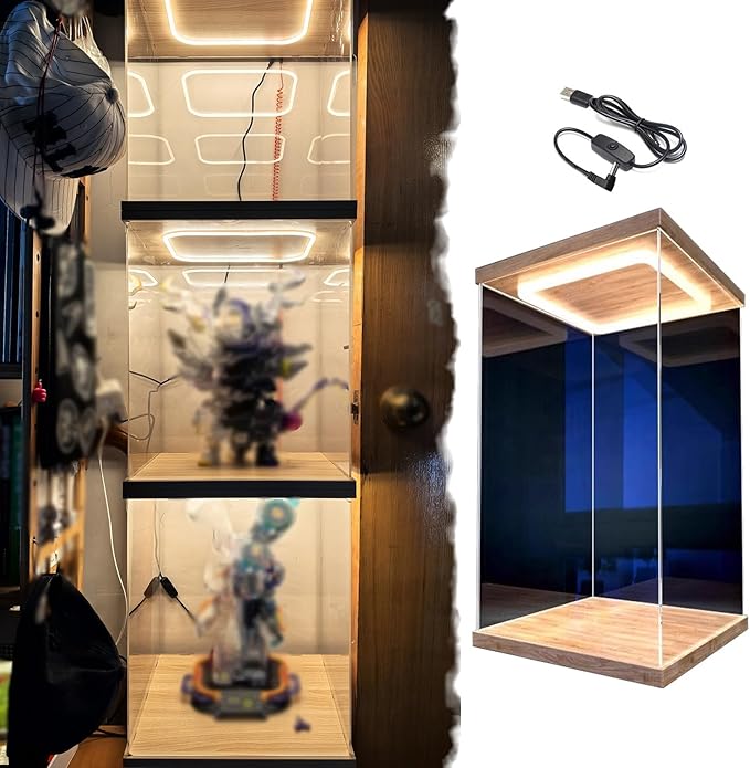 4" 6" 8" 10" 12" 16" 20" 22" Light Clear Display Case Tall, Stackable ...