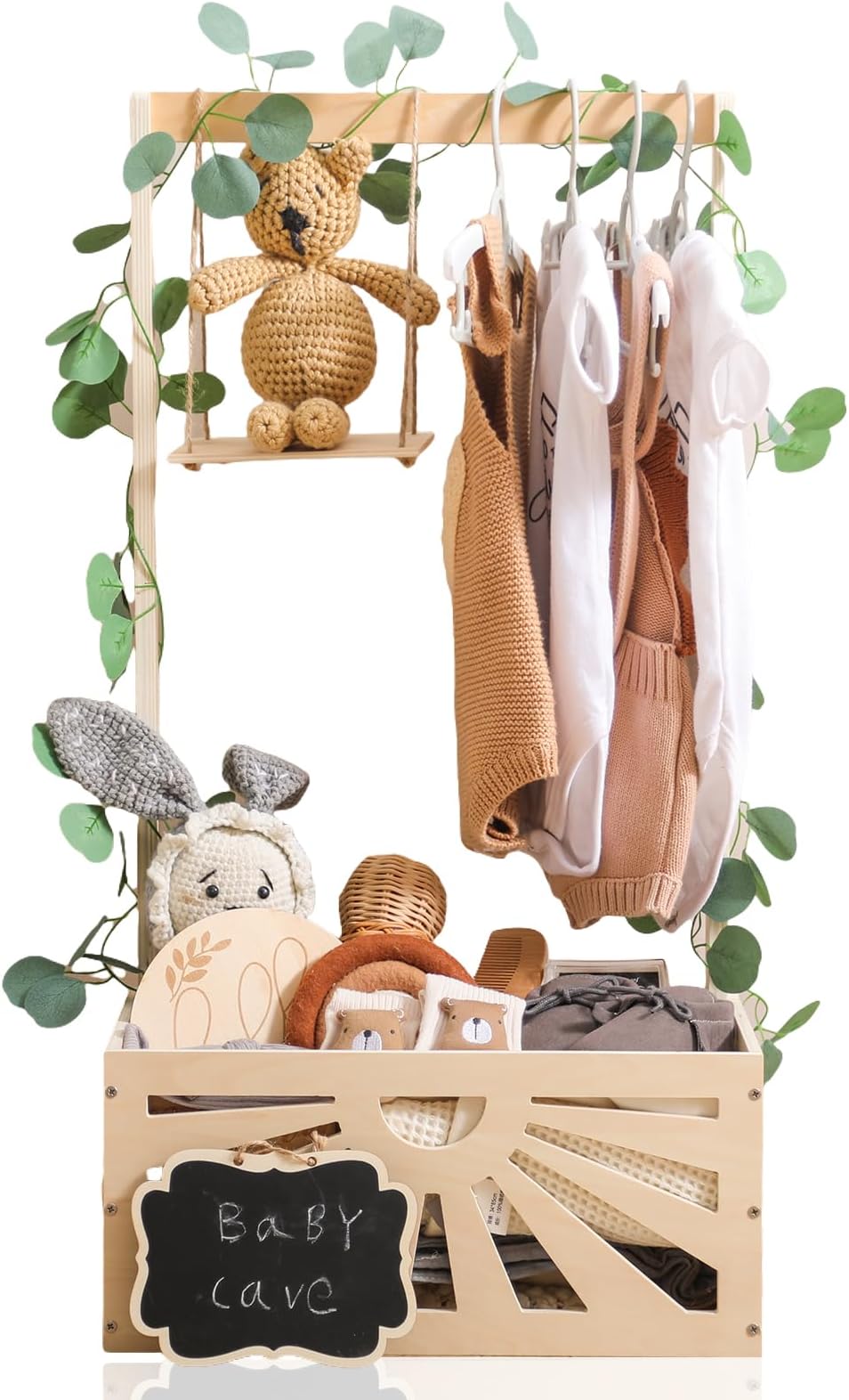 Amazon.com : 8 in 1 Wooden Baby Shower Crate Closet, Baby Basket with ...