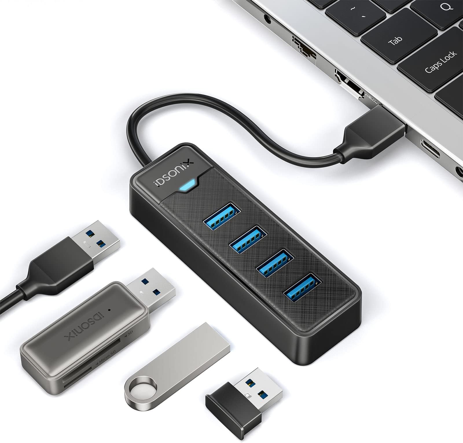 Amazon.com: iDsonix 7-Ports USB Hub 3.0 - USB Splitter 5Gbps Multiport ...