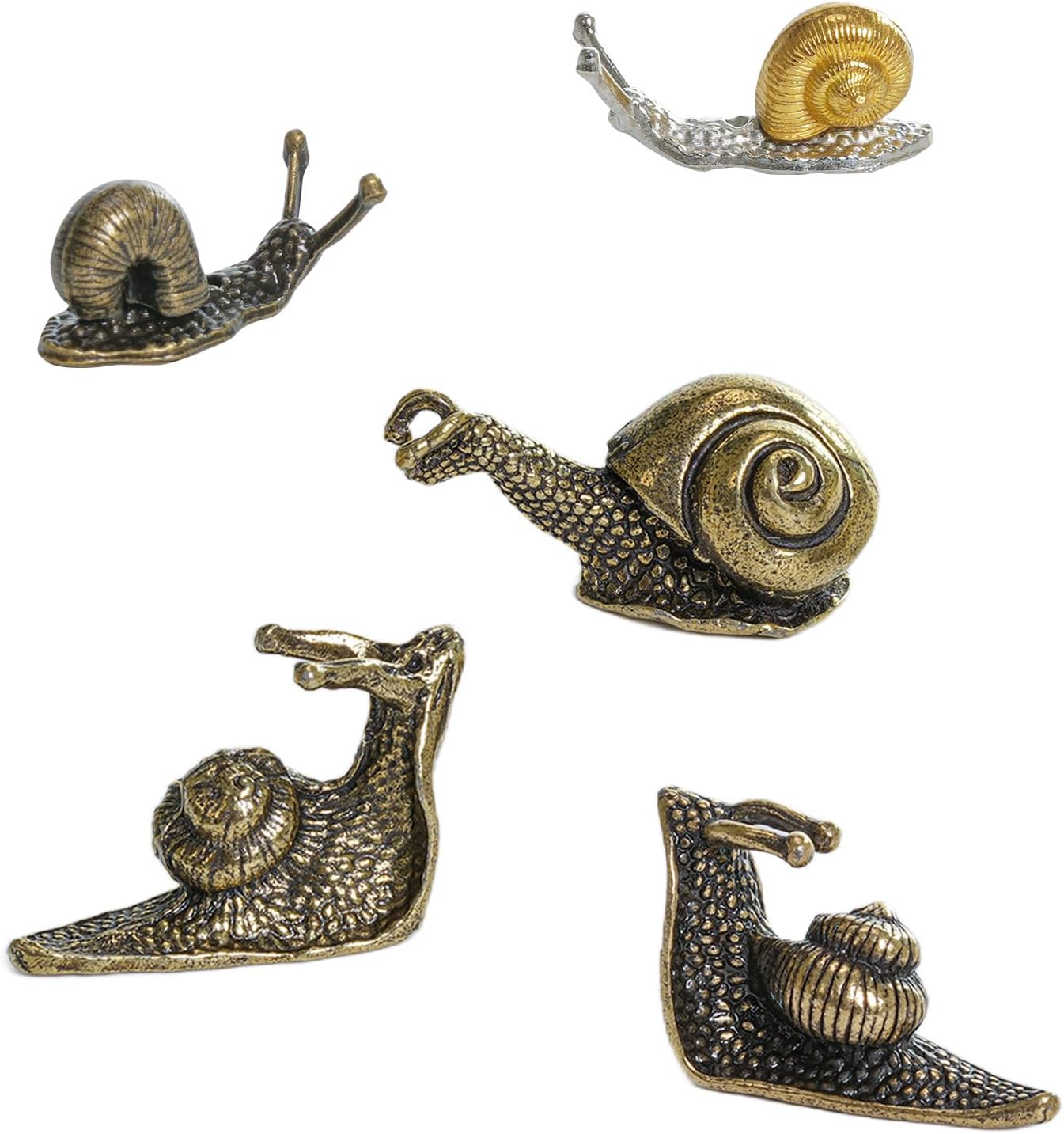 Amazon.com: Wugelion 5Pcs Brass & Alloy Snail Statue mini Ornaments ...
