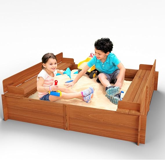 Big Game Hunters Sand Pit | 96 x 96 Square Wooden Sandpit with Lid ...