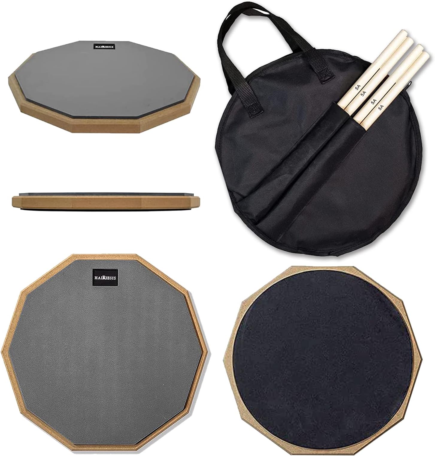 Amazon.com: Tosnail 12-Inch Silent Drum Practice Pad with Wooden Base ...