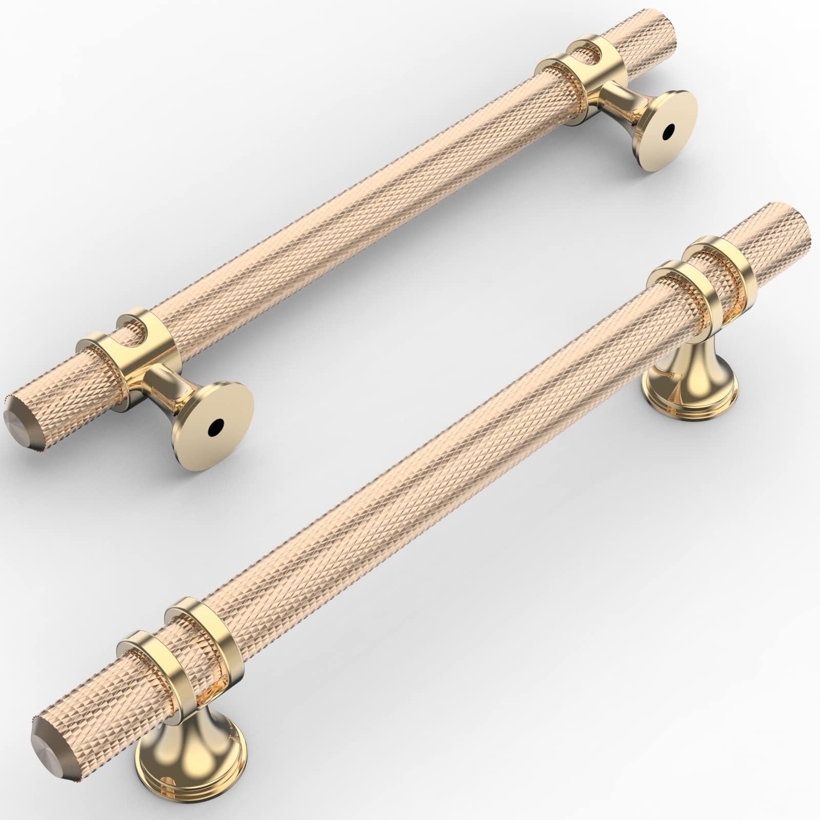 Amerdeco 10 Pack Knurled Gold Cabinet Pulls 5 Inch Hole Center Brushed ...
