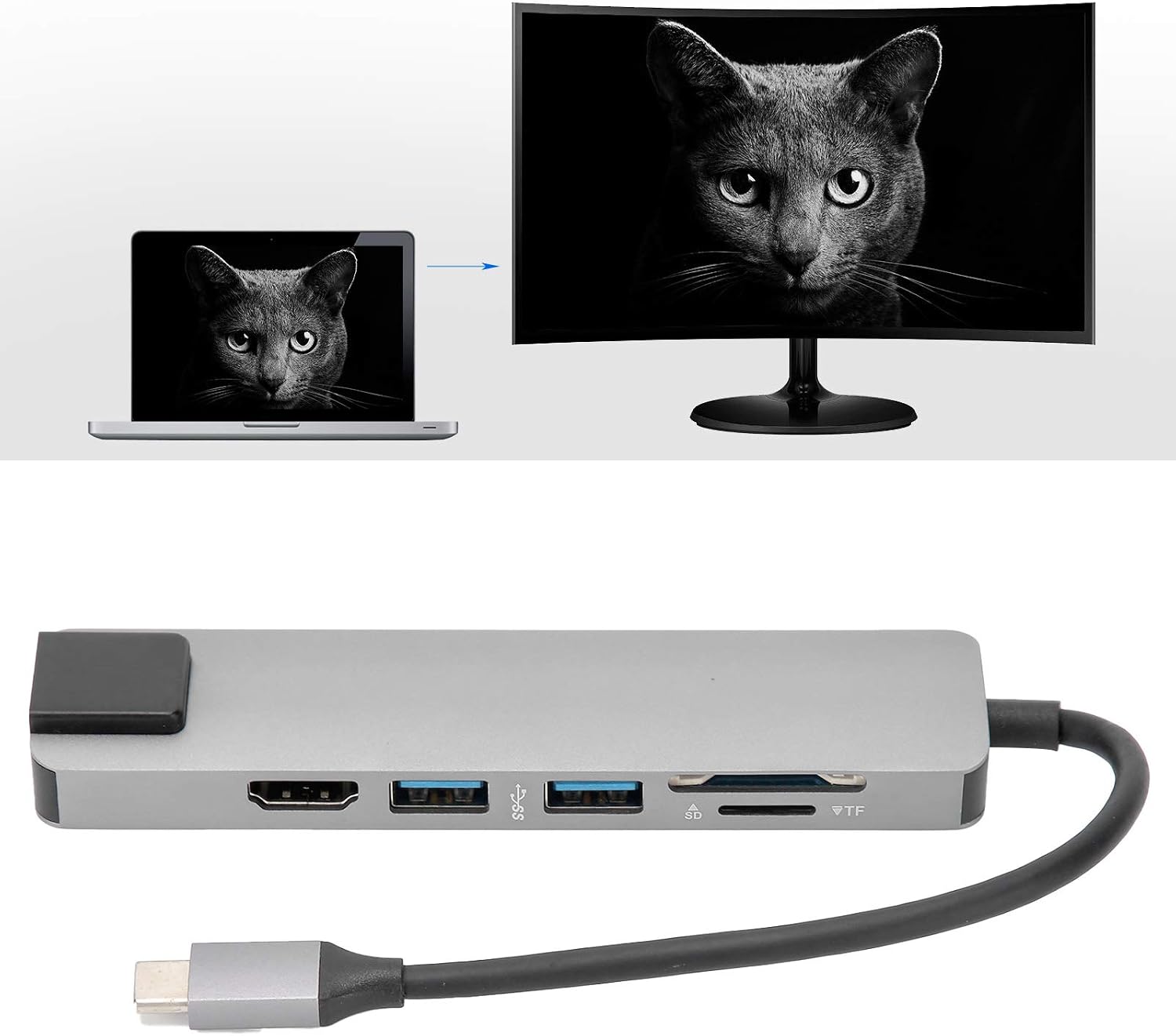Diyeeni 6 in 1 Extended External Hub USB C Hub 5 in 1 Aluminum with 4K ...