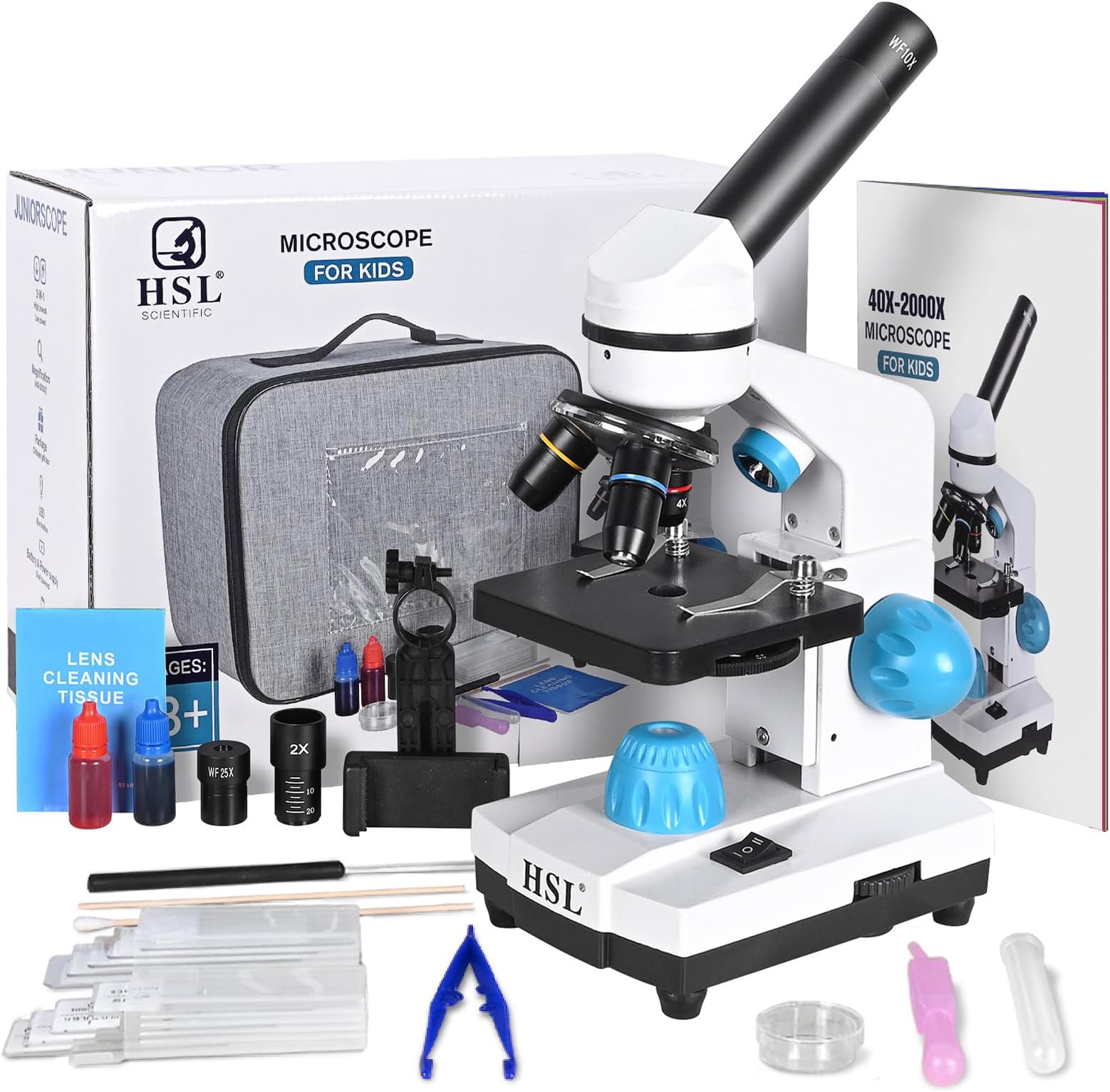 Amazon.com: HSL Microscope for Kids,40X-2000X monocular Microscopes for ...