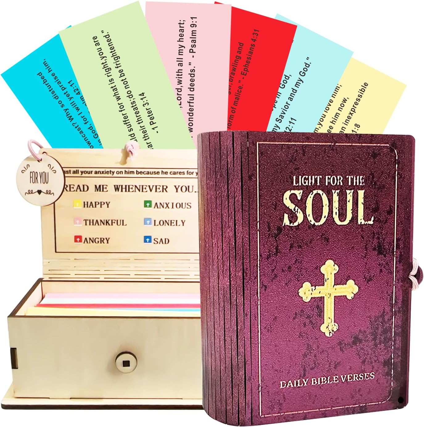 Amazon.com: Bertoco Bible Verse Prayer Card Box, 150 Cards with ...