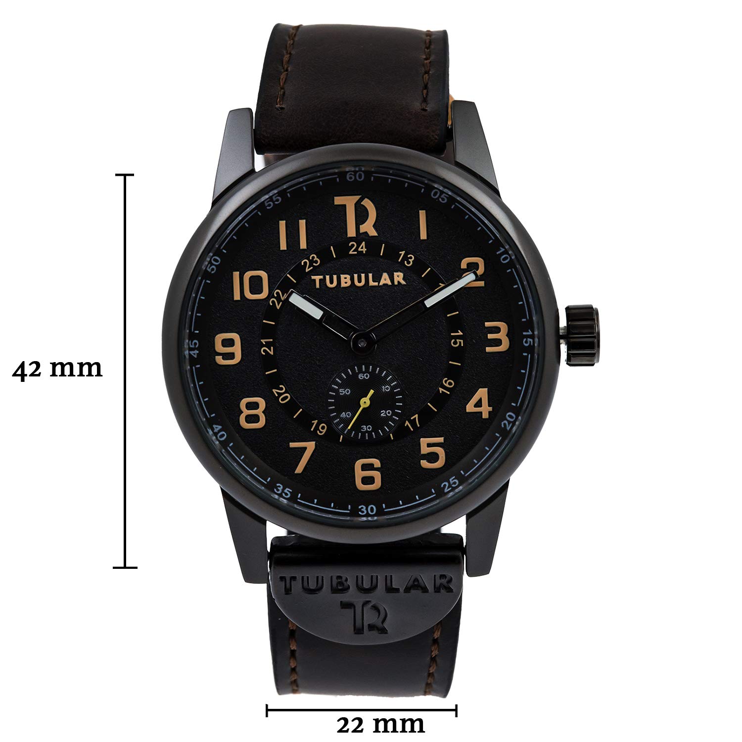 TUBULAR Analog Wrist Watch with Sub-Second Dial (Brown/Black) : Amazon ...