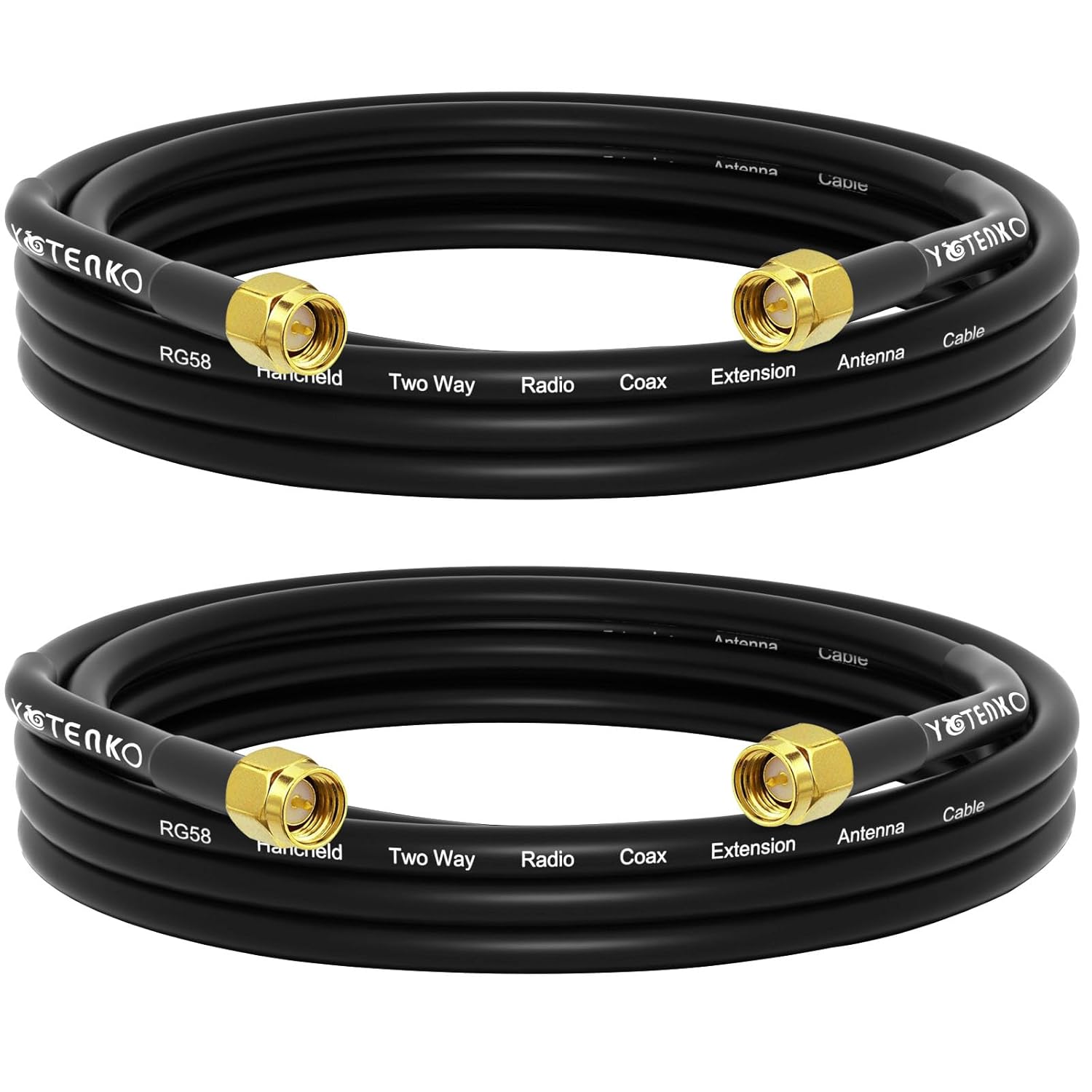 YOTENKO RG58 Coax Cable SMA Male to SMA Male Cable 10FT 2-Pack, SMA ...