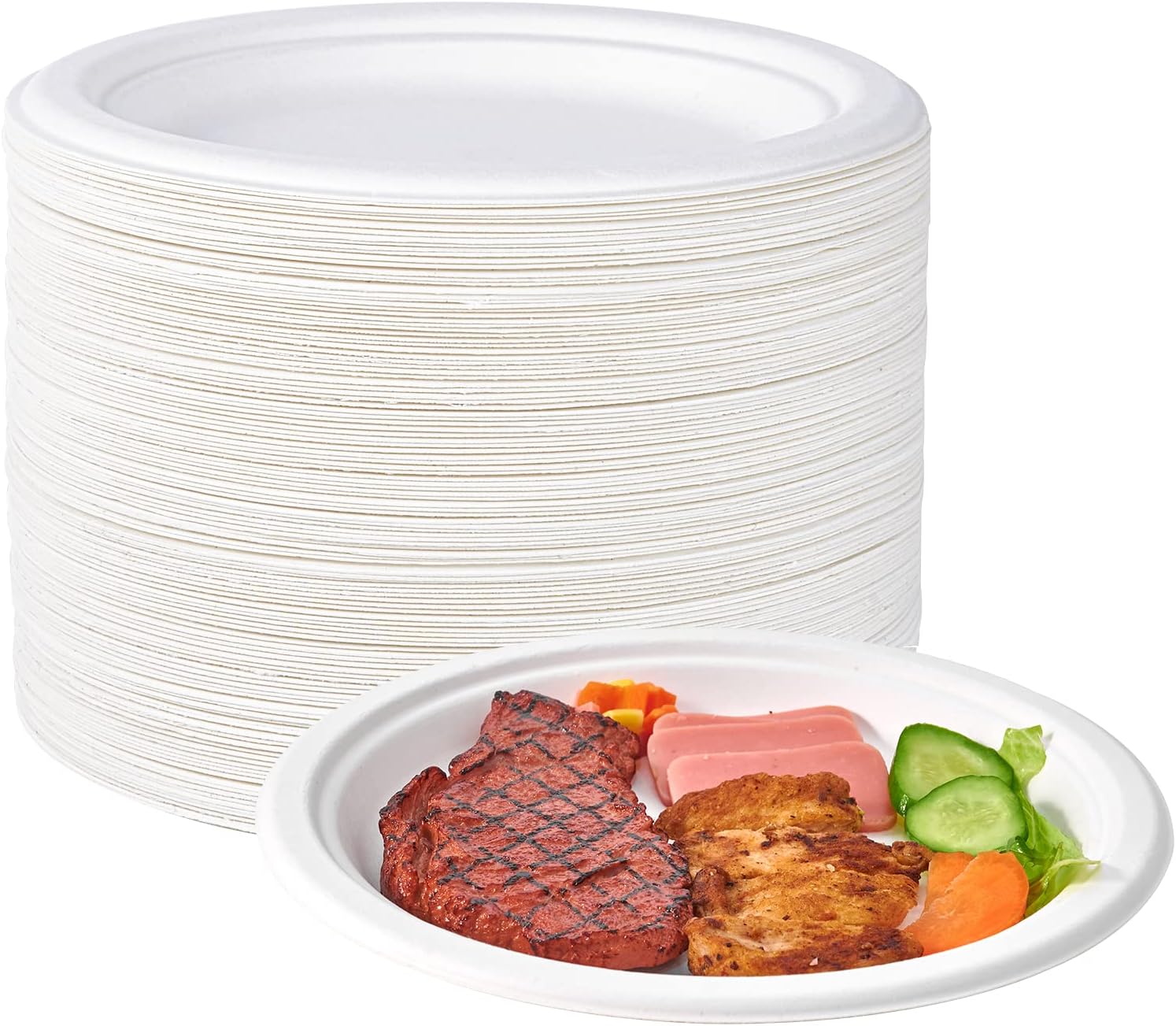 Amazon.com: ECOLipak 150 Pieces Compostable Paper Plates, 9 inch Heavy ...