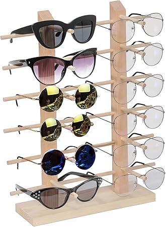 Amazon.com: Wooden Sunglass Rack, 12 Pair Wood Sunglass Display Stand ...