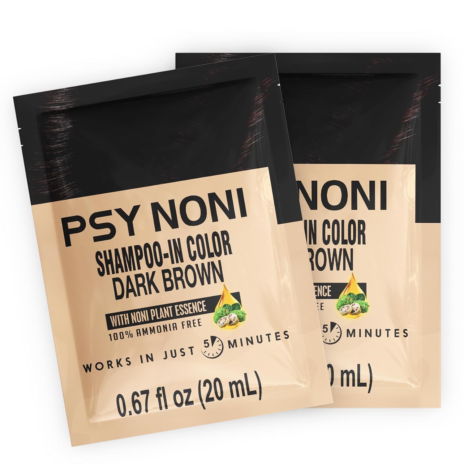 Amazon.com : PSY Noni Dark Brown Hair Color Shampoo (0.67 fl oz, 12 ...