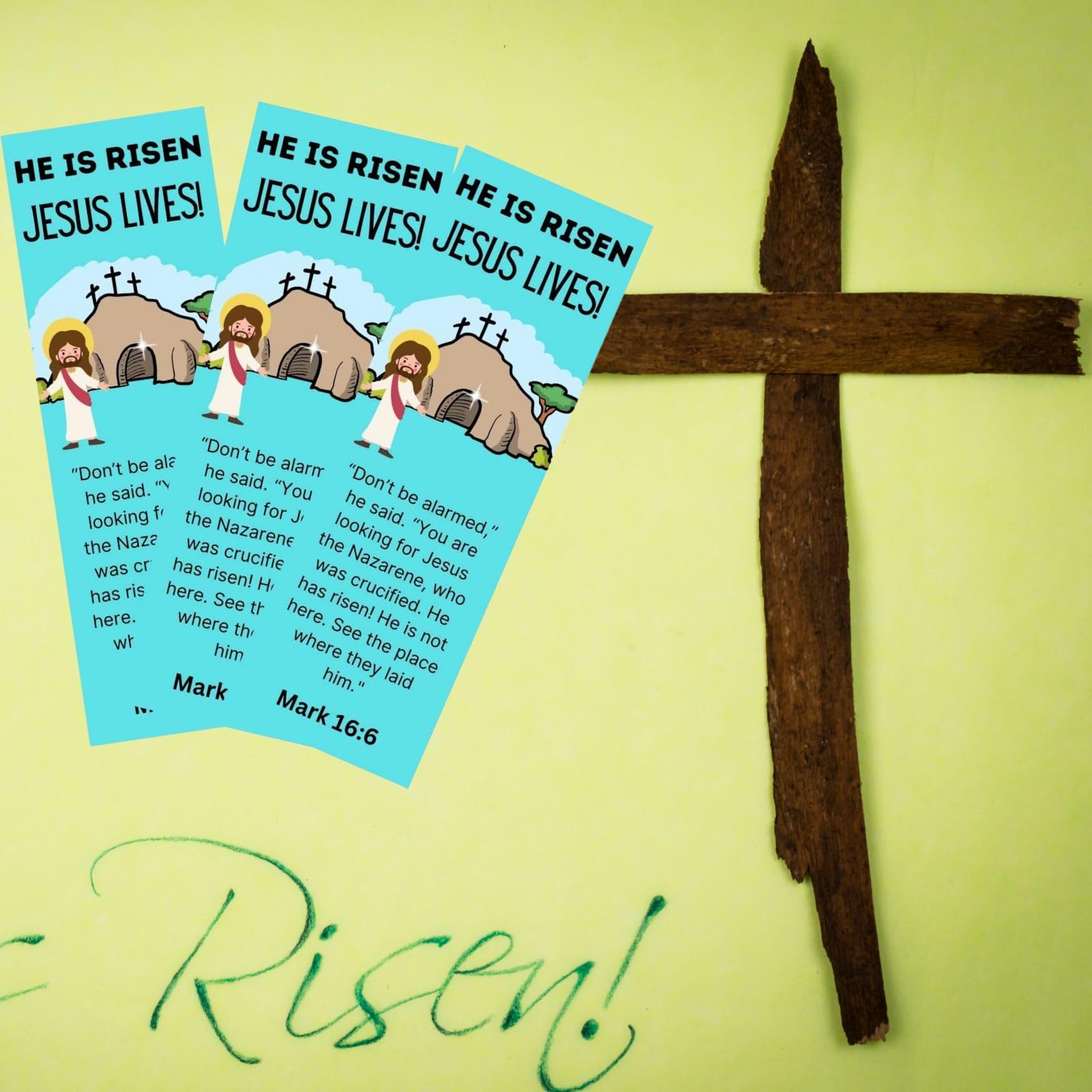 He Is Risen Candy 24 He Is Risen Easter Bookmarks With Cross Lollipops ...