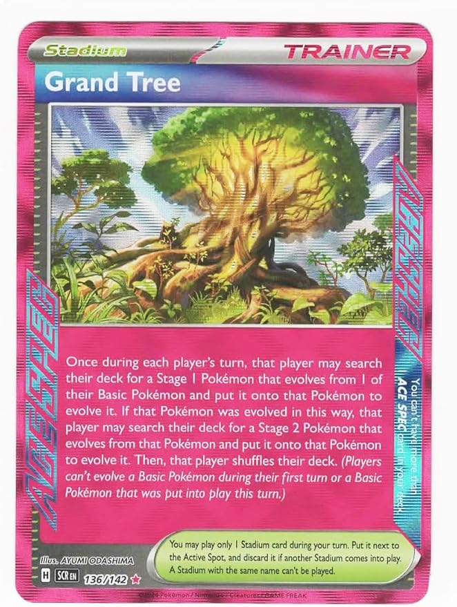 Amazon.com: Pokemon - Grand Tree /142 Stellar Crown – ACE SPEC - Foil ...