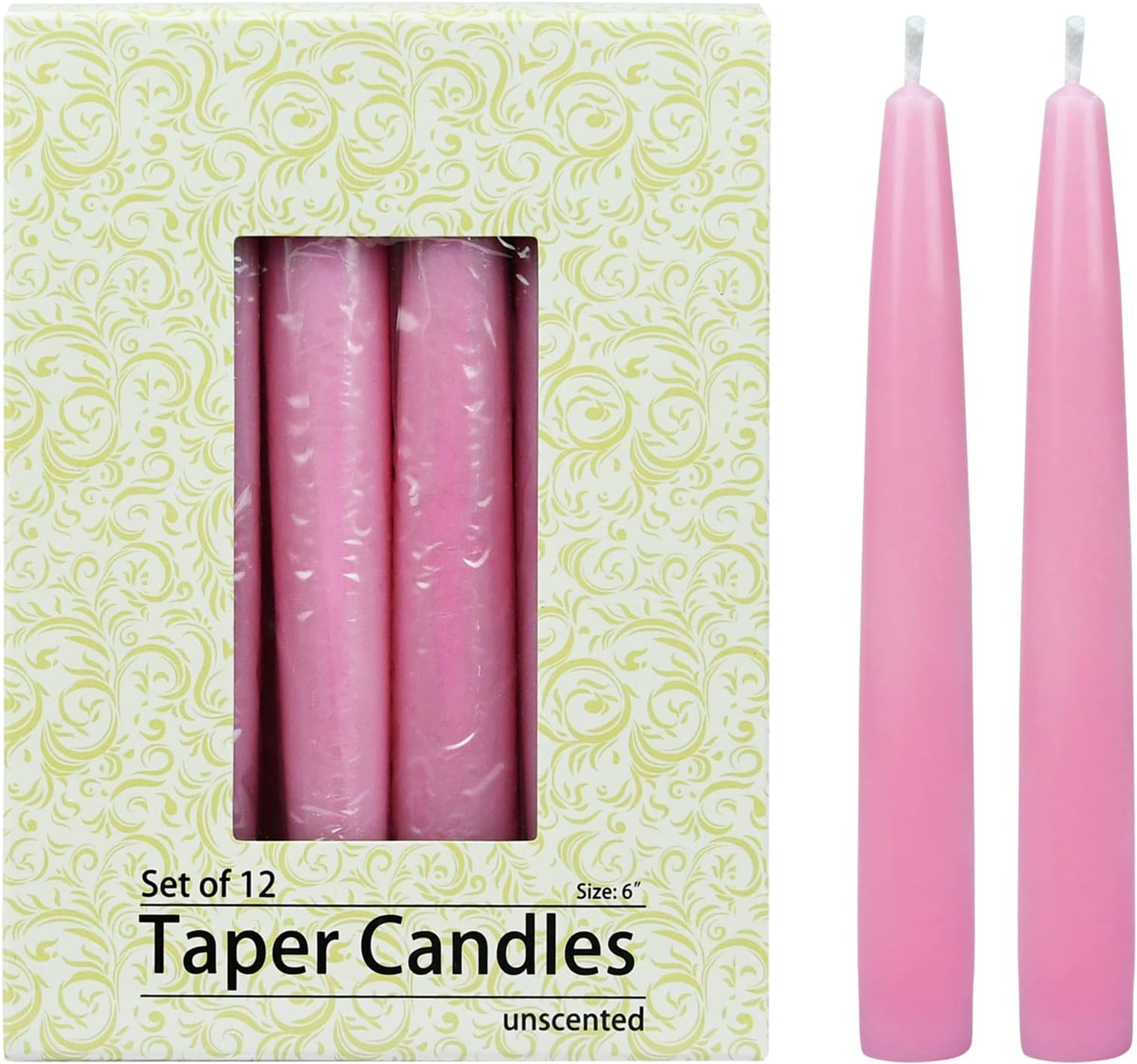 Amazon.com: 12-Piece Taper Candles, 6-Inch, Pink 12 Count (Pack of 1 ...