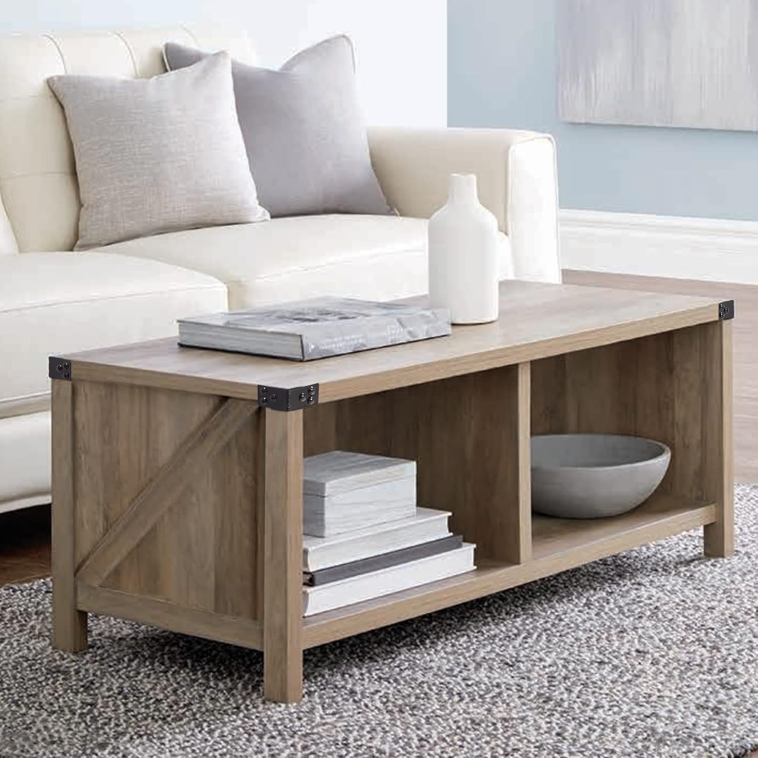 NewCosmos Farmhouse 2-Tier Coffee Table with ShelfSofa Center Table ...
