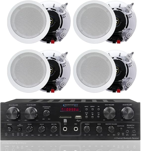 Amazon.com: Home Theater System Kit 4-Channel 1000 Watts Amplifier w/ 4 ...