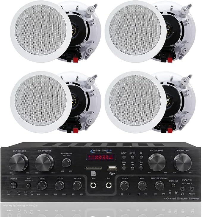 Amazon.com: Home Theater System Kit 4-Channel 1000 Watts Amplifier w/ 4 ...