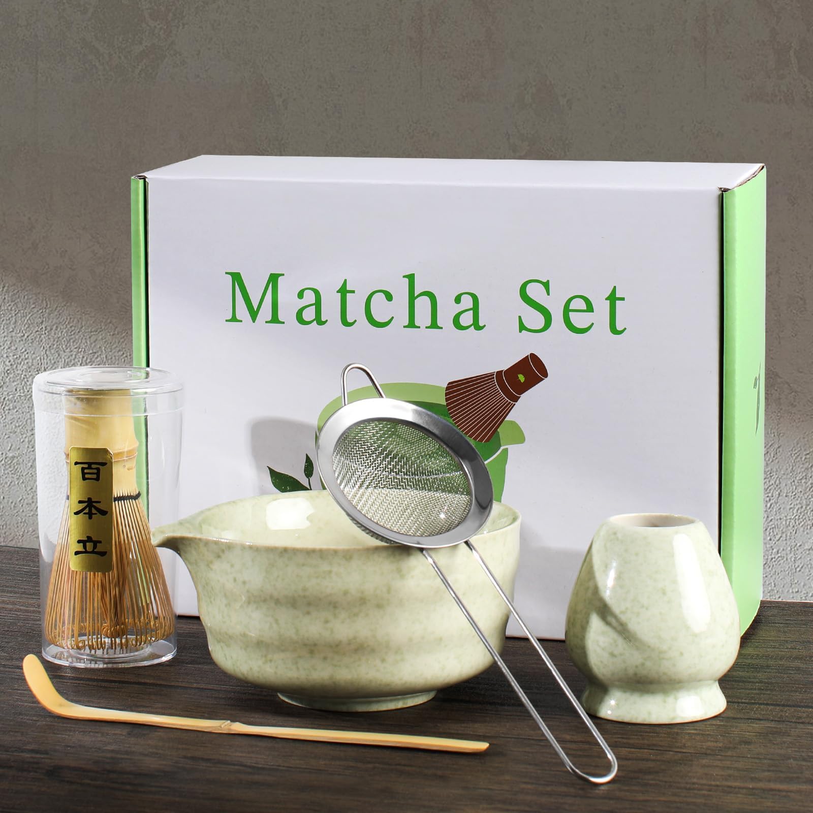 Amazon.com: 4Pcs Matcha Making Kit, Ceramic Bowl, Bamboo Whisk and ...