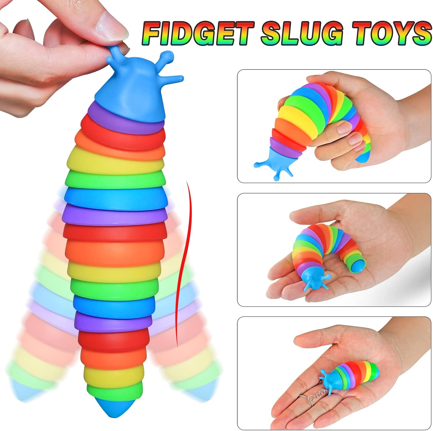 Buy ANLIOTO 3 Pack Fidget Slug Toys, 3D Articulated Sensory Slug Toys ...