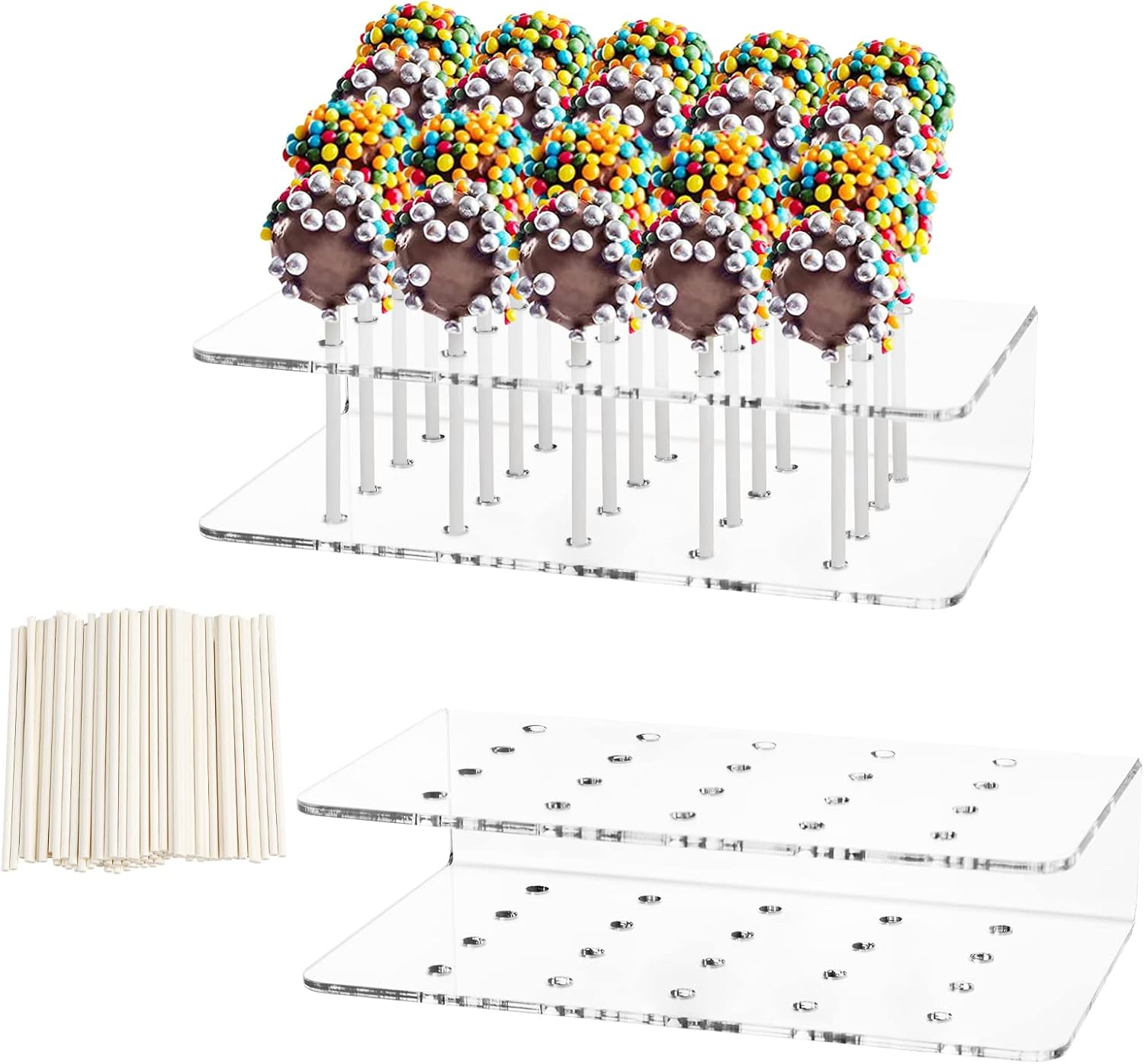 Mopoin Cake Pop hållare stativ, 2 stycken klubbhållare med 20 hål för ...