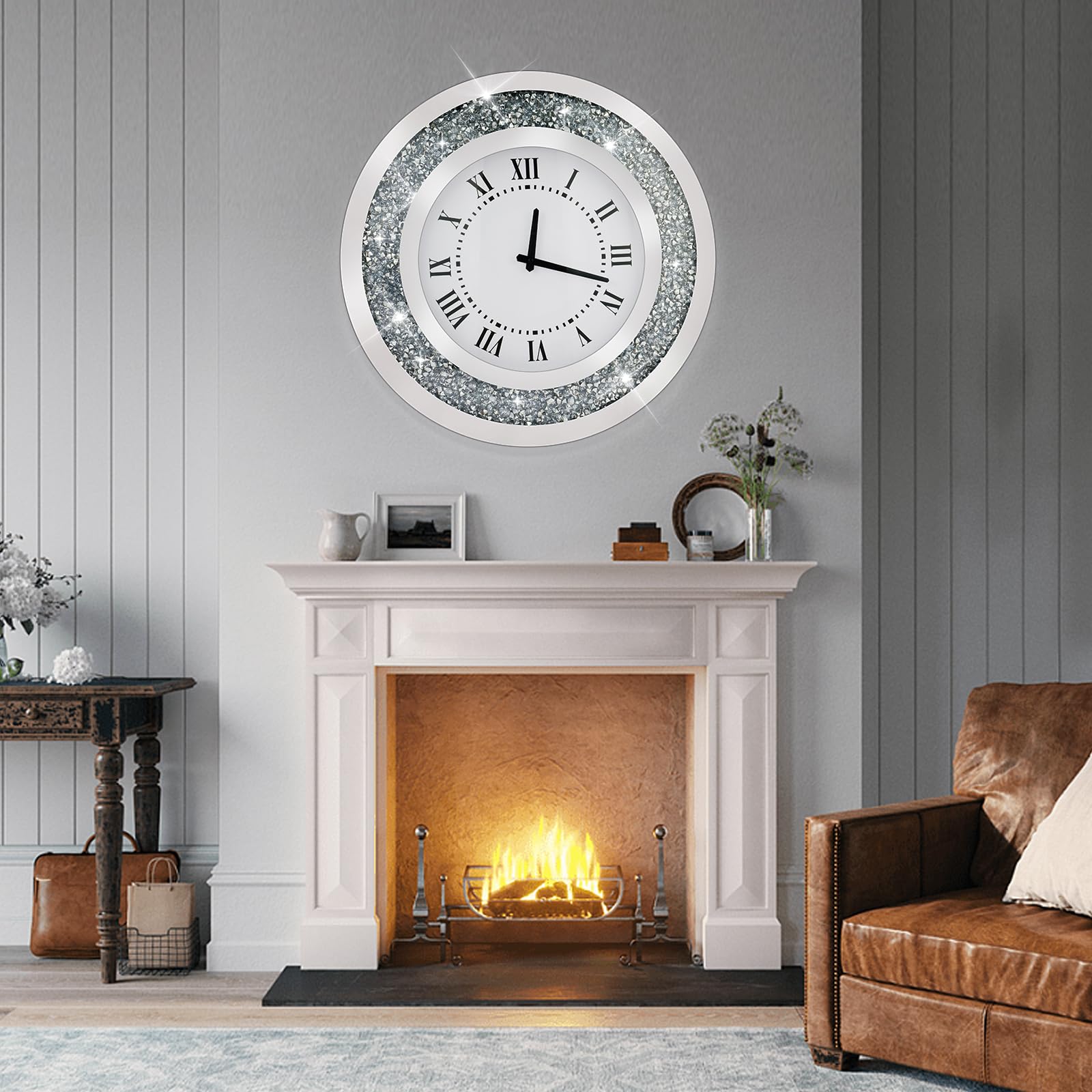 Amazon.com: Silver Round Crystal Sparkle Twinkle Bling Diamond Large ...