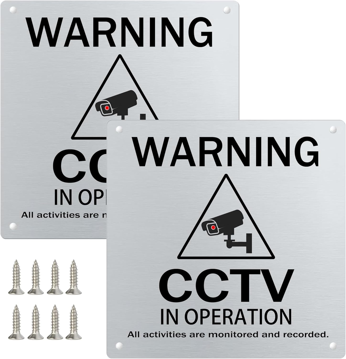 Yitla CCTV Sign Brushed Aluminium cctv Signs Self Adhesive CCTV in ...