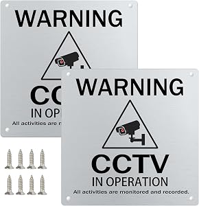 Yitla CCTV Sign Brushed Aluminium cctv Signs Self Adhesive CCTV in ...