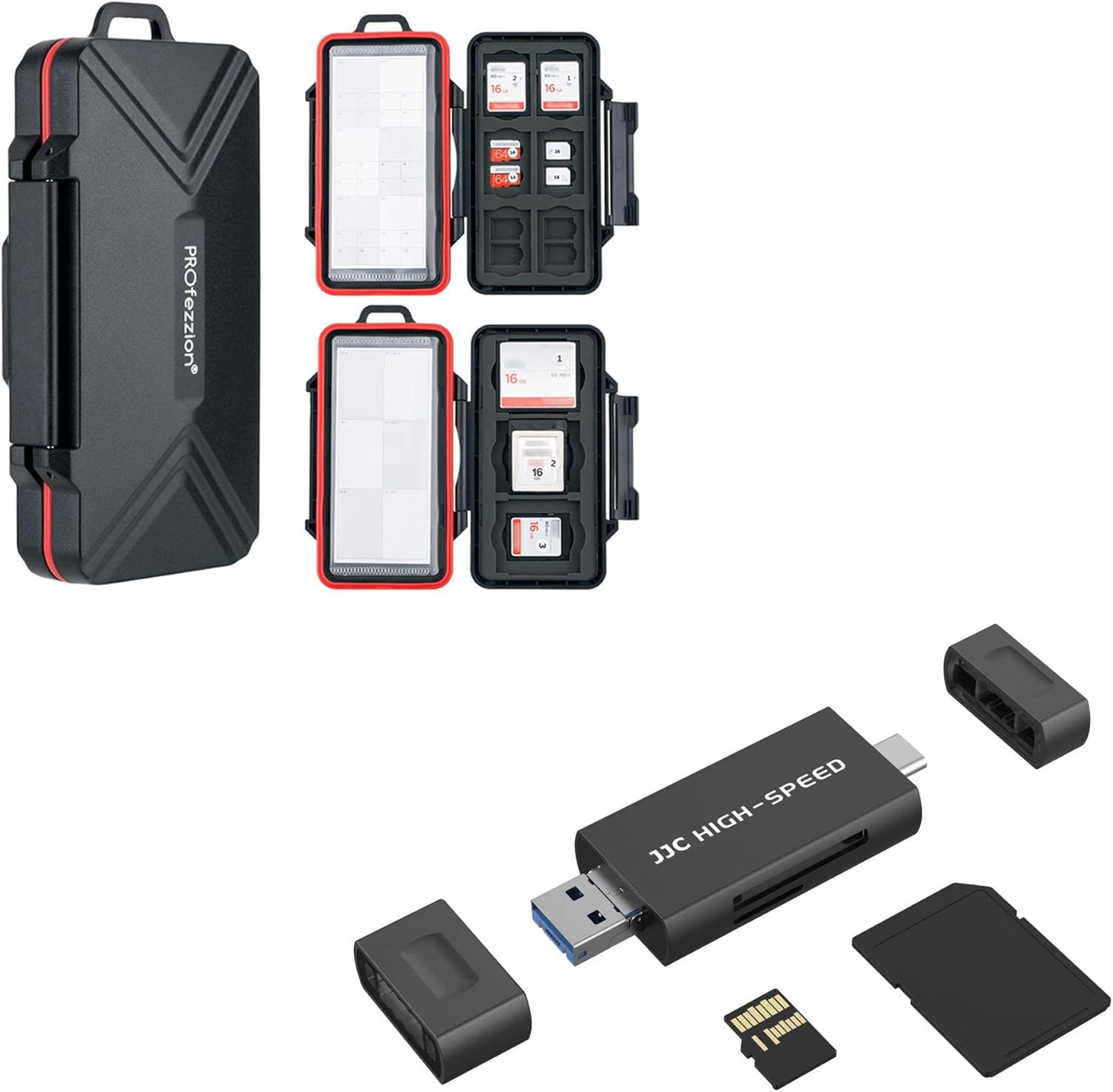 Amazon.com: Memory Card Case + Card Reader for SD Micro SD MicroSD TF ...