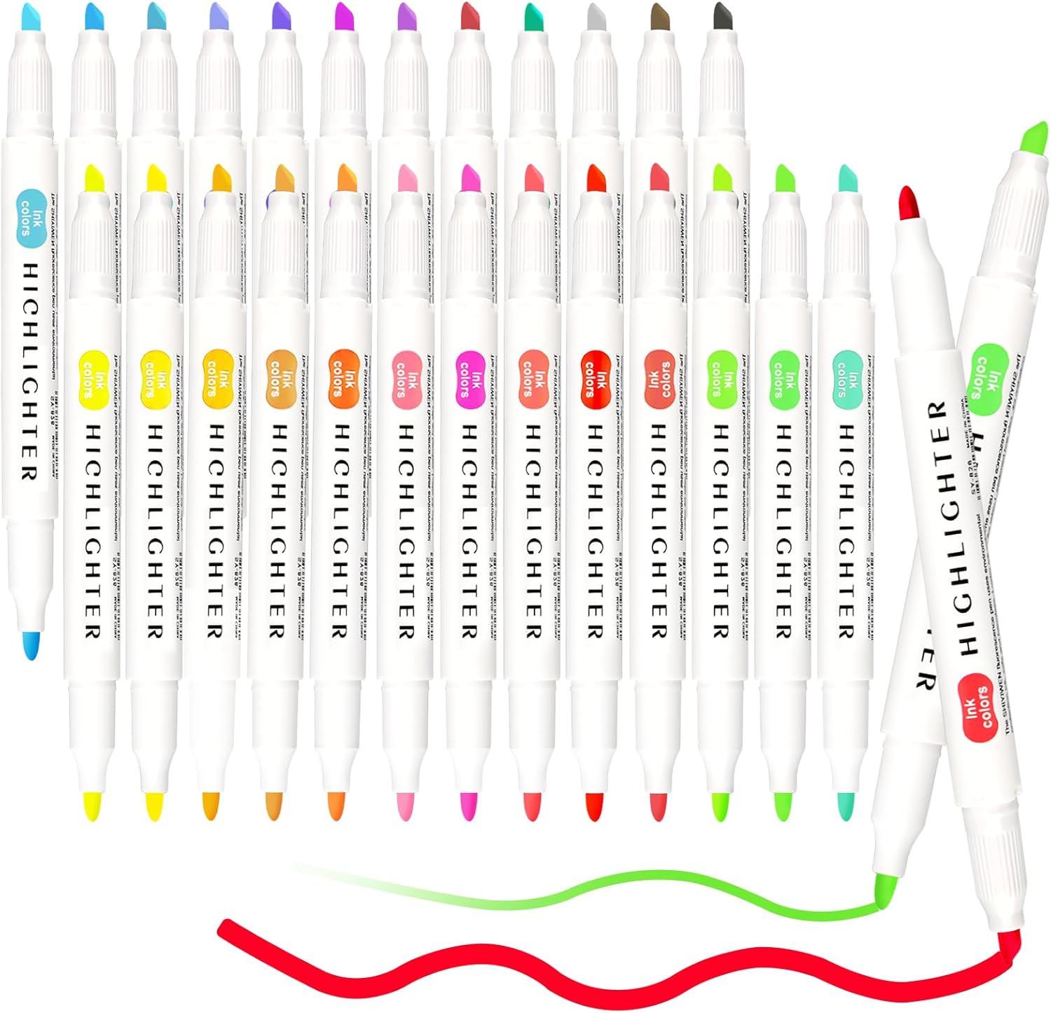 Funnasting Highlighters Pens, 25 Colors Mild Highlighters, Dual Tip ...