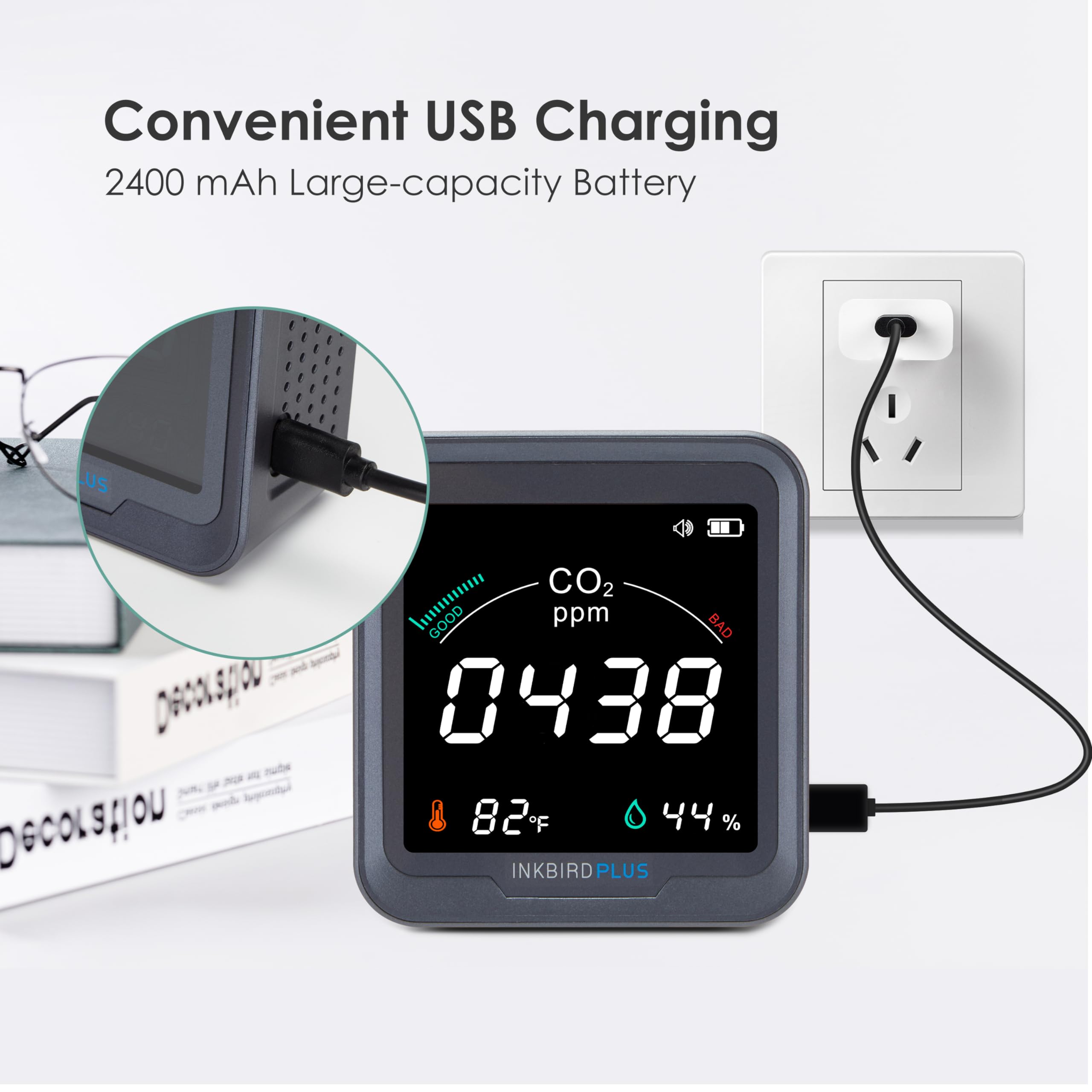 Snapklik.com : INKBIRDPLUS Indoor CO2 Meter, Air Quality Monitor Can Monitor Temperature ...