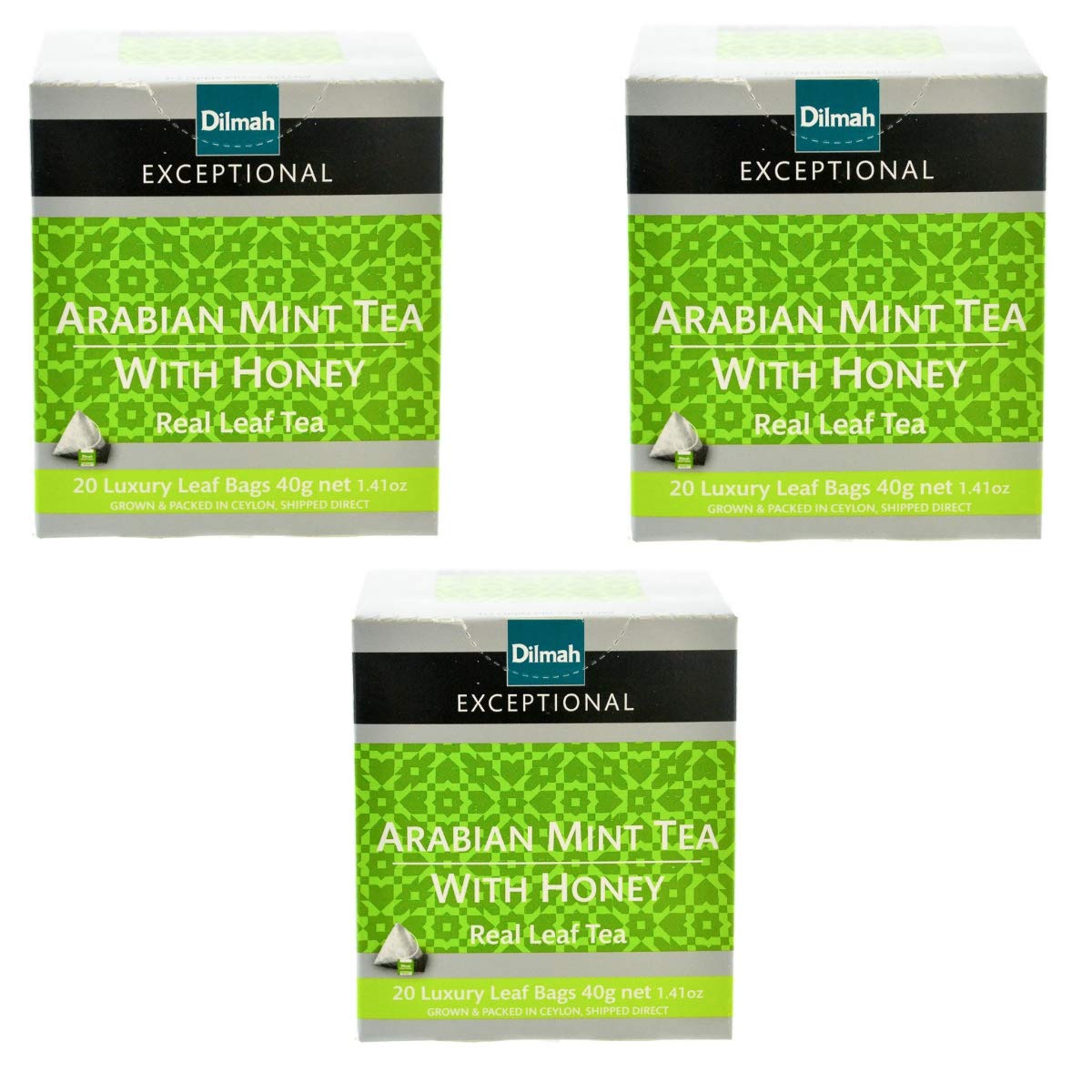Amazon.com : Dilmah Arabian Mint with Honey Tea 20 Tea Bags X 3 Pack ...