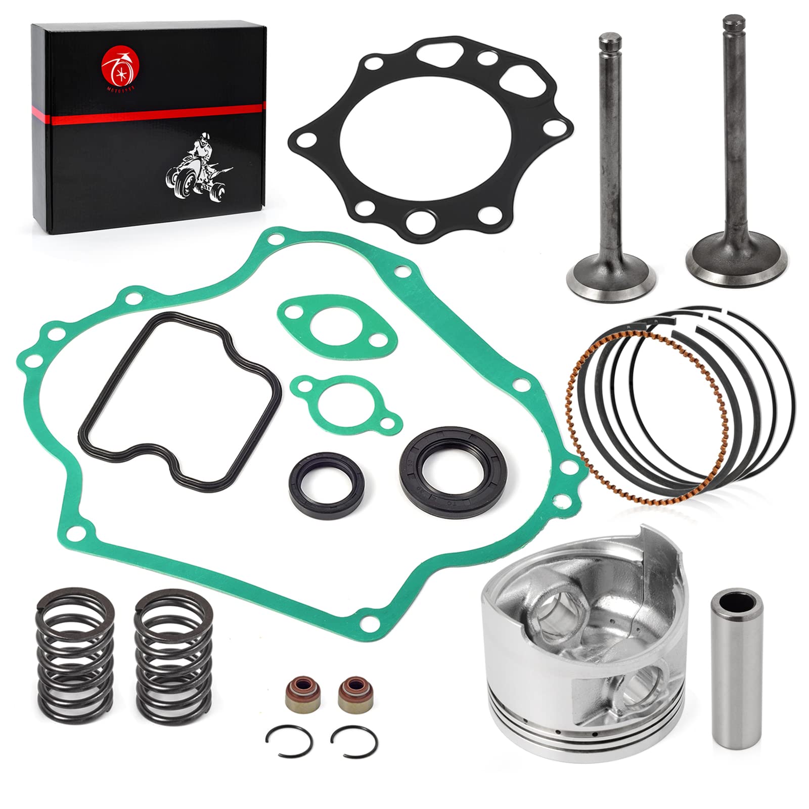 290cc Engine Rebuild Kit Piston & Ring Gasket Seal Intake Exhaust Valve ...